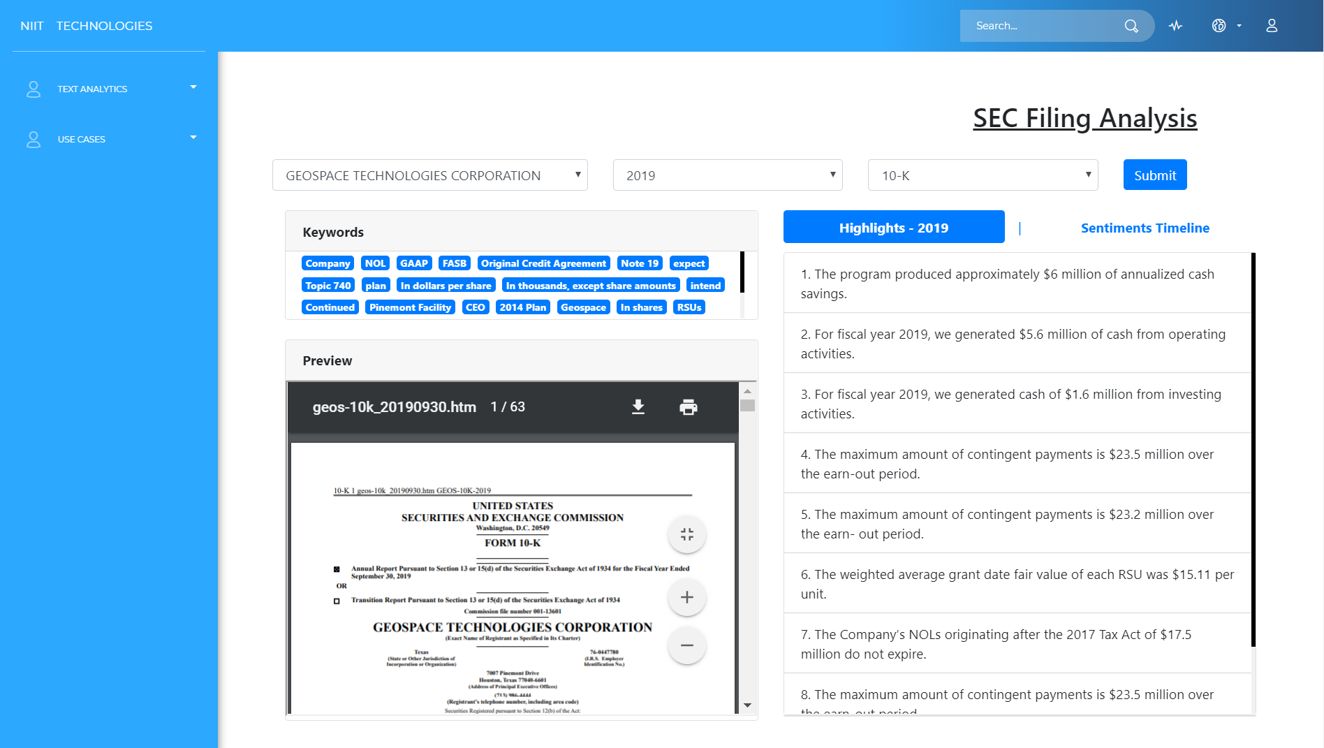 Text Summarization and Financial Sentiment Evaluation from SEC filling