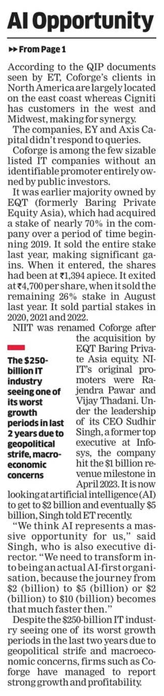 Coforge, Cigniti forge ahead with proposed merger